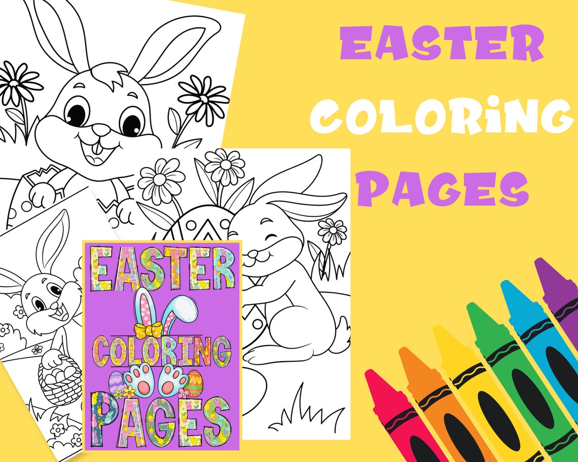 Easter Printable Coloring Pages for Kids, PDF File, 10 Pages Total Fun ...