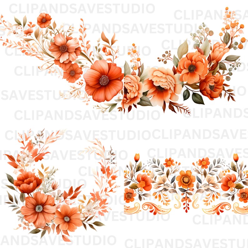 Terracotta Roses Watercolor Clipart for Wedding Invitations - Etsy