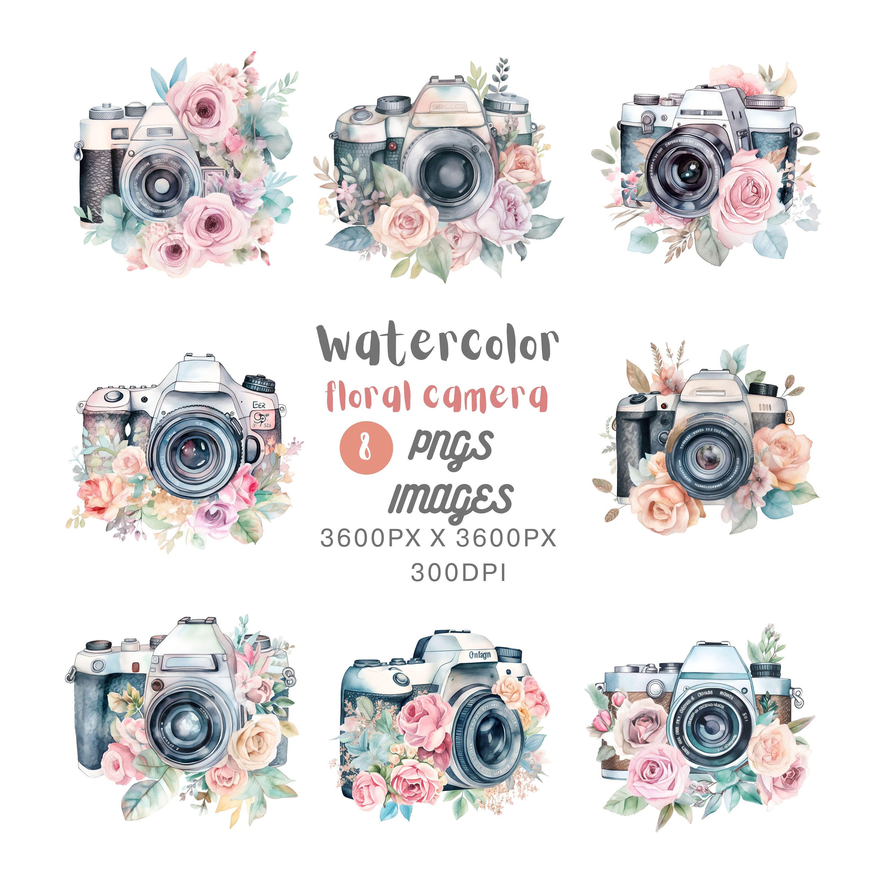 Watercolor Vintage Camera Clipart Bundle Commercial Use PNG - Etsy
