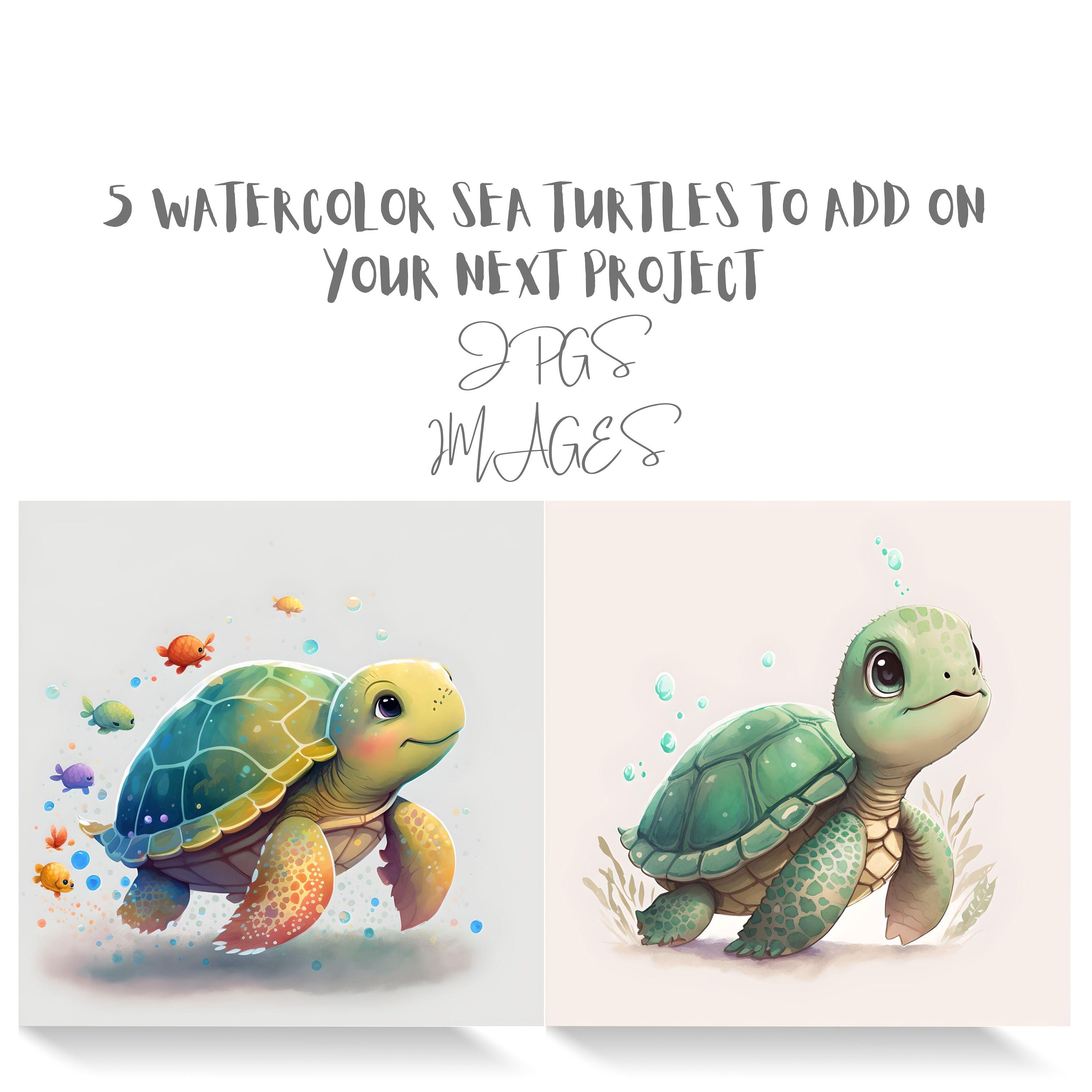 Watercolor Sea Turtles Clipart Bundle for Commercial Use - Etsy