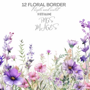 Watercolor Wild Floral Clipart Bundle,commercial Use,purple Flowers ...