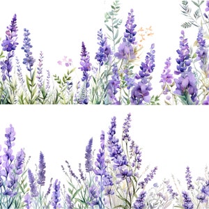 Lavender Wildflower Borders Clipart Bundle DIY Wedding Invites ...