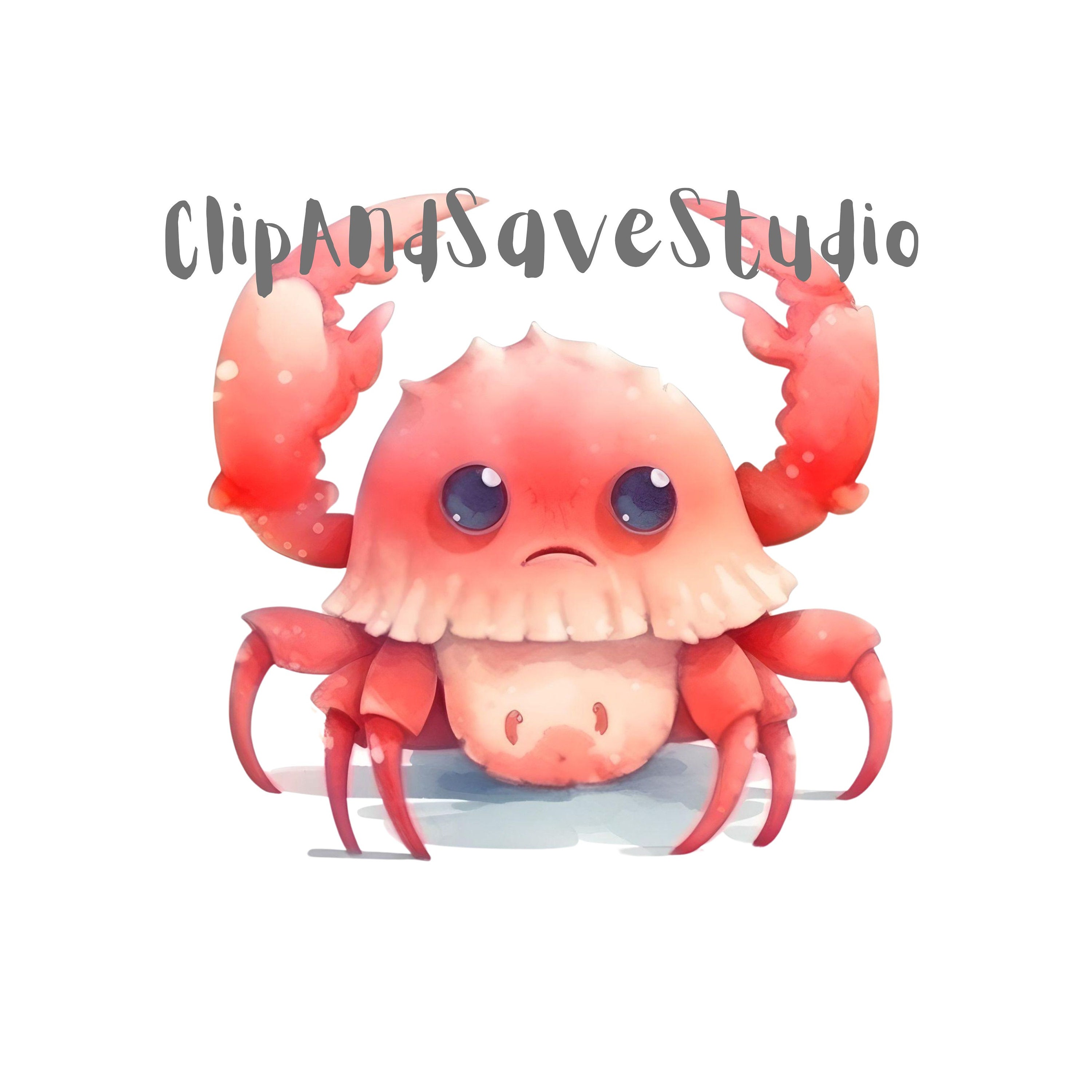 Watercolor Cute Kawaii Crab Clipart Bundle Commercial Use PNG - Etsy