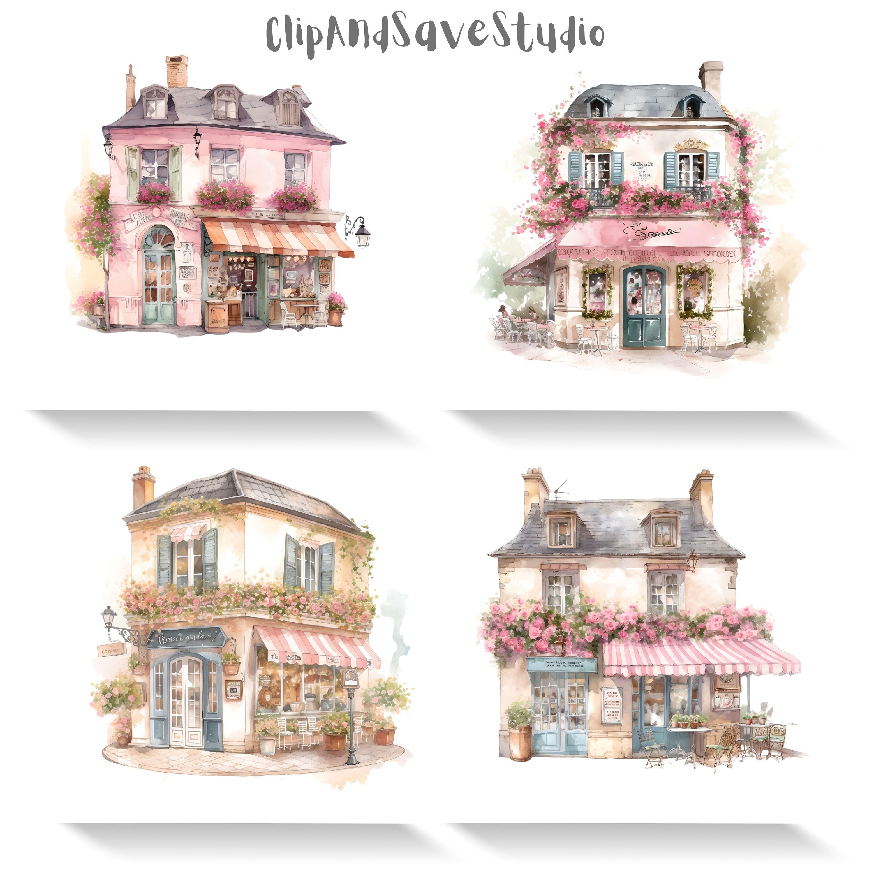 Watercolor French Cafe Clipart Bundle Commercial Use PNG - Etsy