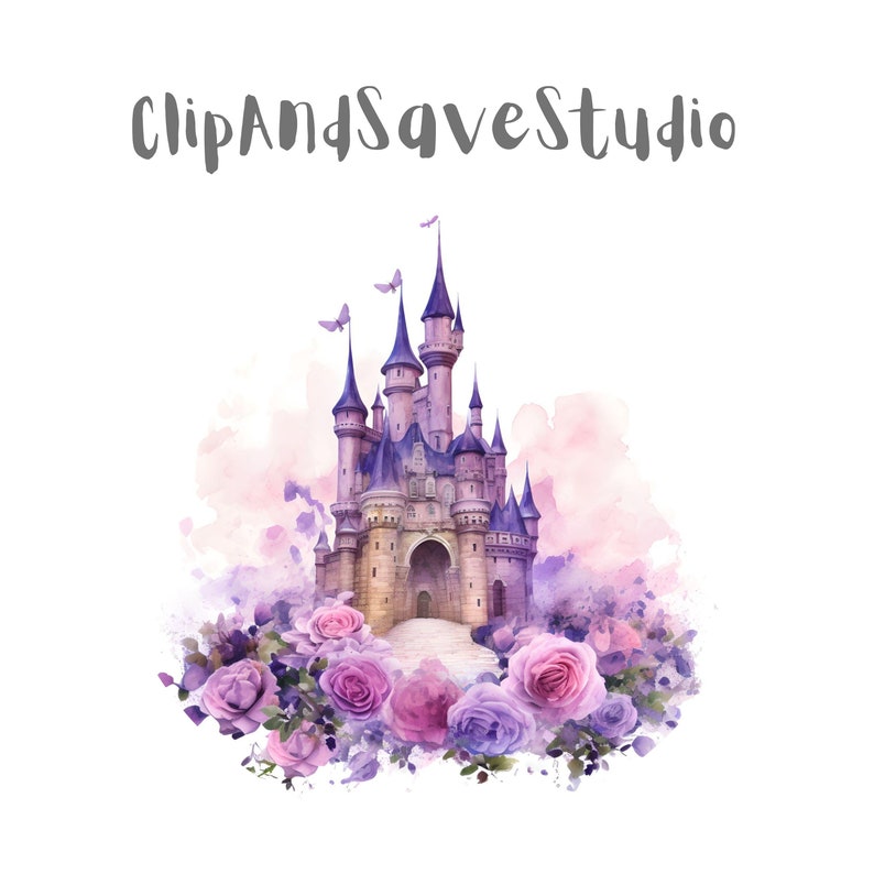 Watercolor Floral Rose Castle Clipart Bundle,commercial Use PNG Files ...