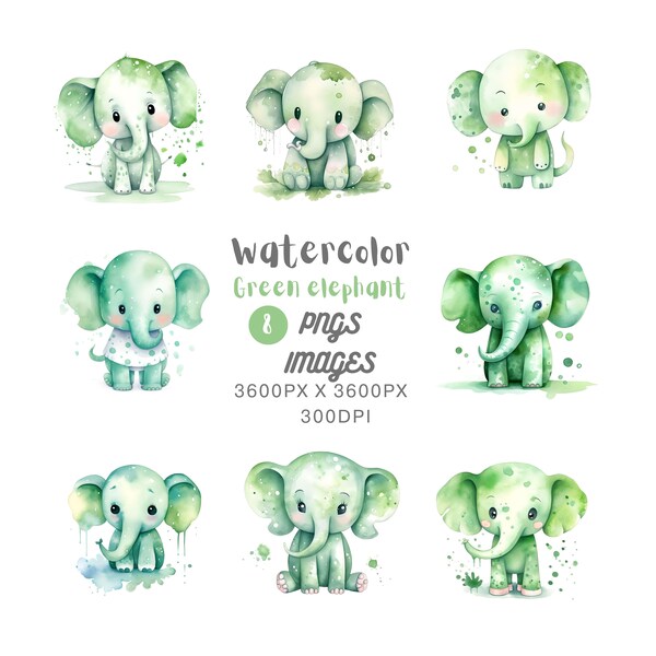 Green Baby Elephant Png - Etsy