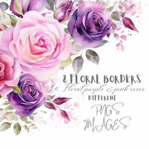 Watercolor Floral Clipart Bundle Purple Pink (Instant Download) - Etsy