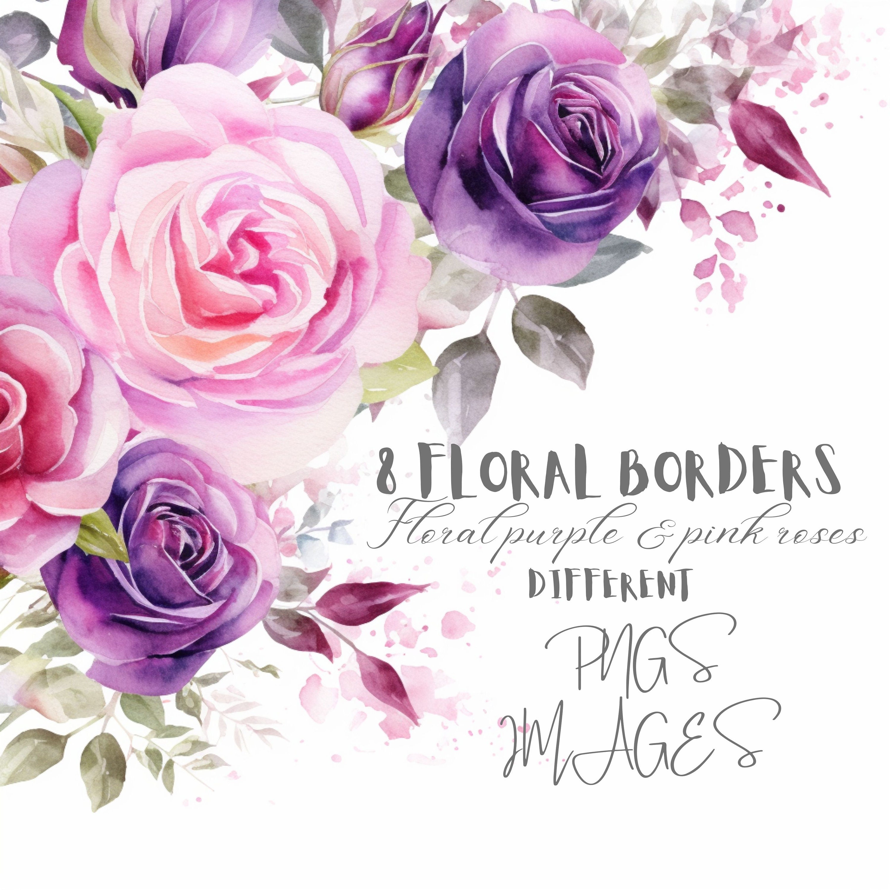 Watercolor Floral Clipart Bundle Purple Pink (Instant Download) - Etsy