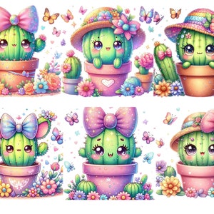 Spring Pastel Watercolor Clipart Bundle Glittery Kawaii Succulent ...