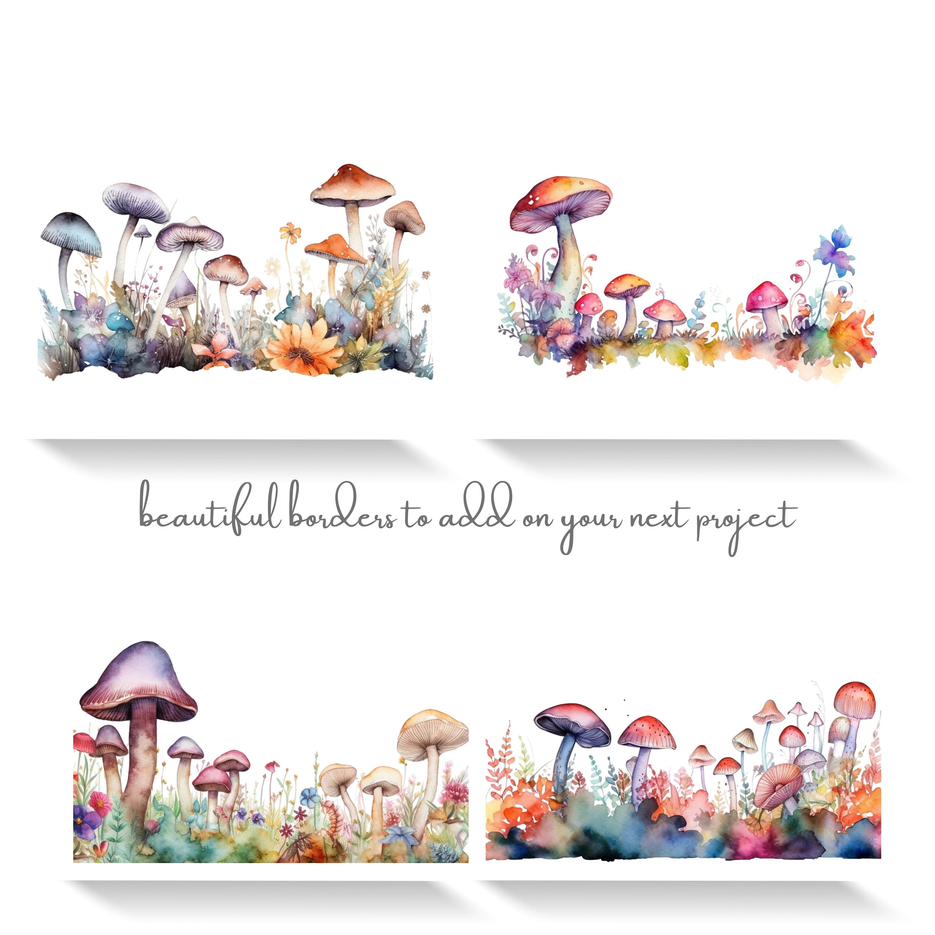 Boho Watercolor Floral Mushrooms Clipart Bundle for Weddings - Etsy