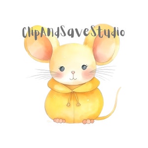 Watercolor Cute Yellow Mouse Clipart Bundle,commercial Use,watercolor ...