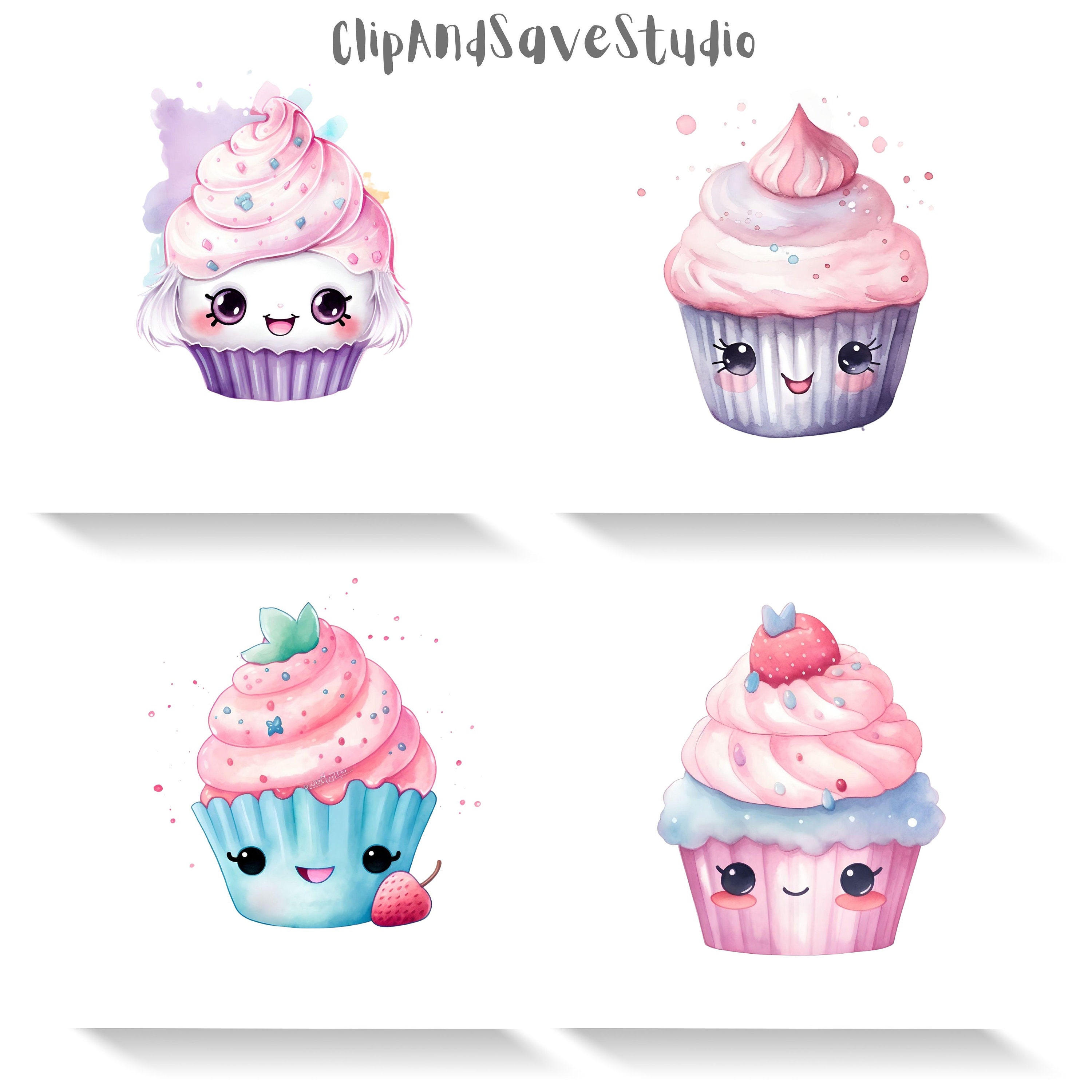 Sweet Treats Watercolor Clipart Bundle for Commercial Use, Cute Kawaii ...
