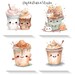 Watercolor Cute Kawaii Coffee Clipart Bundle,commercial Use,watercolor ...
