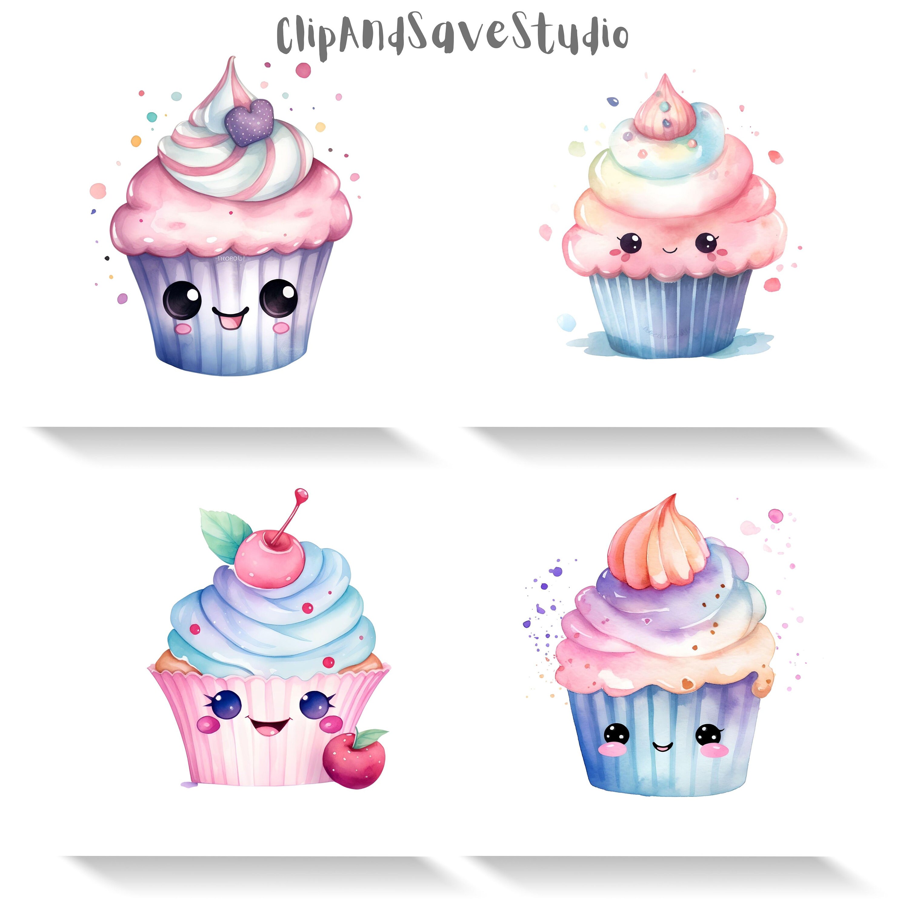 Sweet Treats Watercolor Clipart Bundle for Commercial Use, Cute Kawaii ...