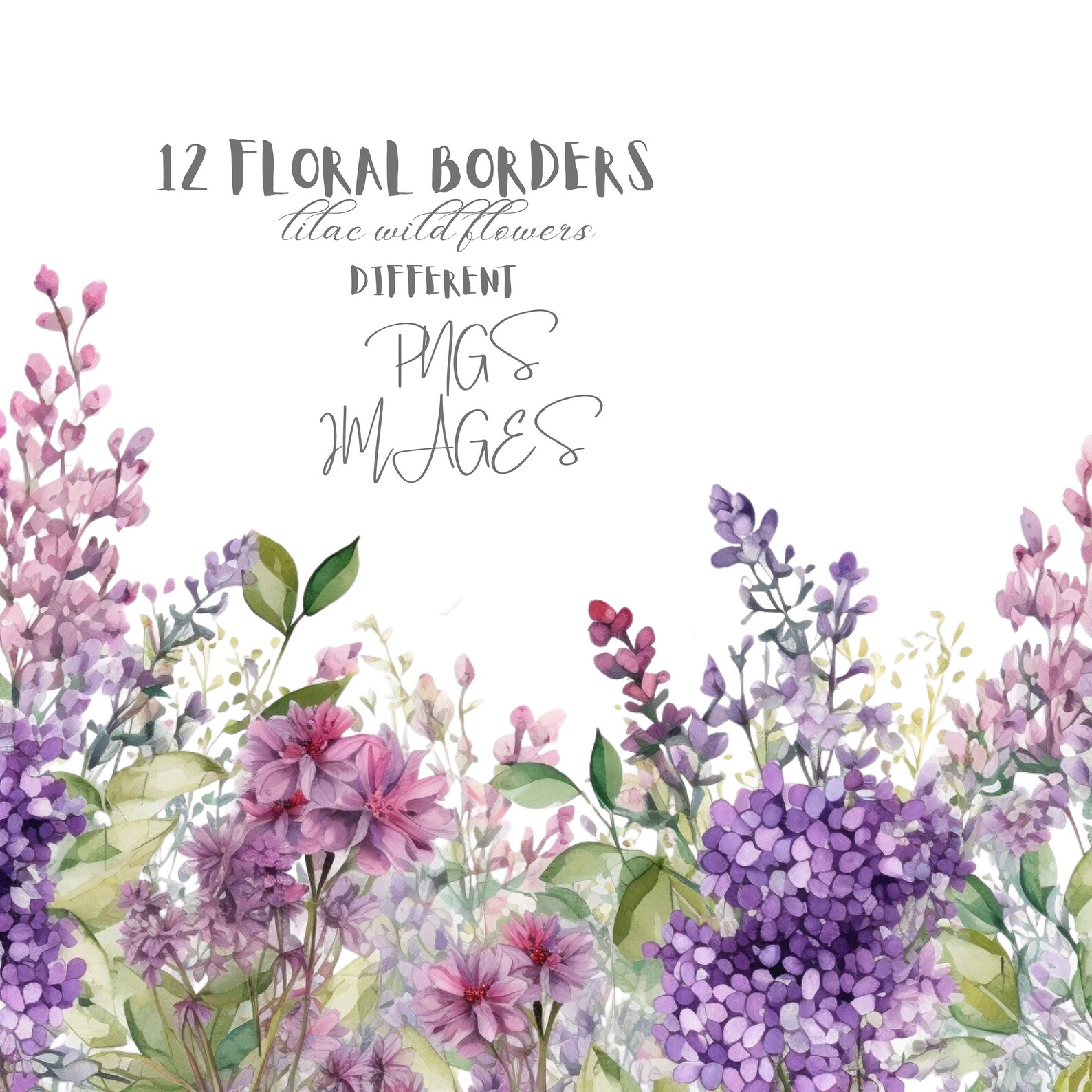 Watercolor Lilac Floral Borders Wedding Clipart DIY - Etsy