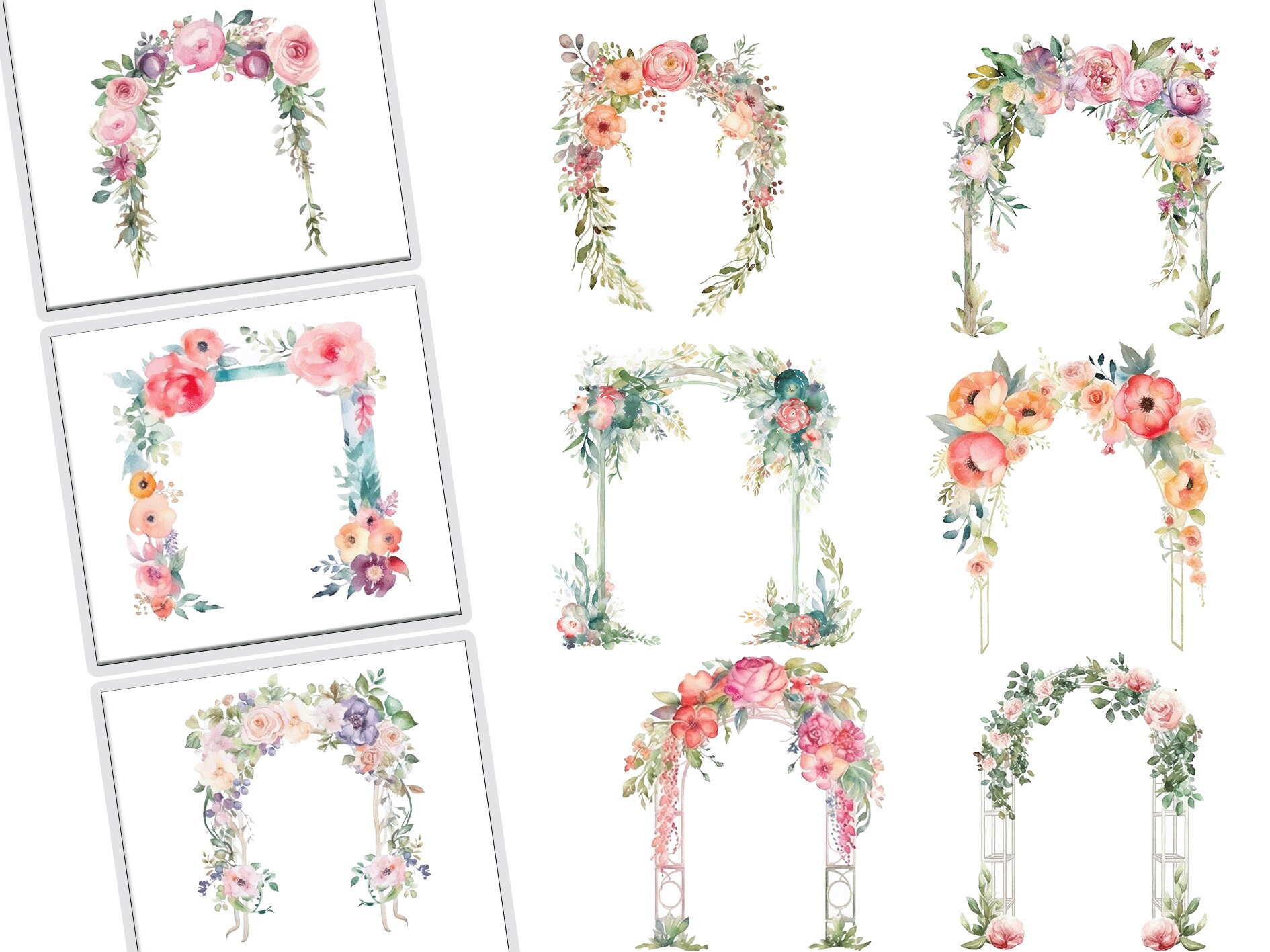 Watercolor Floral Arches Clipart, Love Clipart, Wedding Arch Png ...