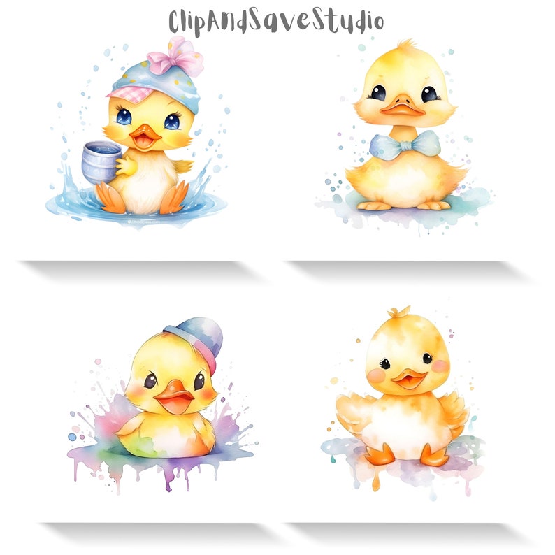Watercolor Cute Kawaii Duck Clipart Bundle Commercial Use - Etsy