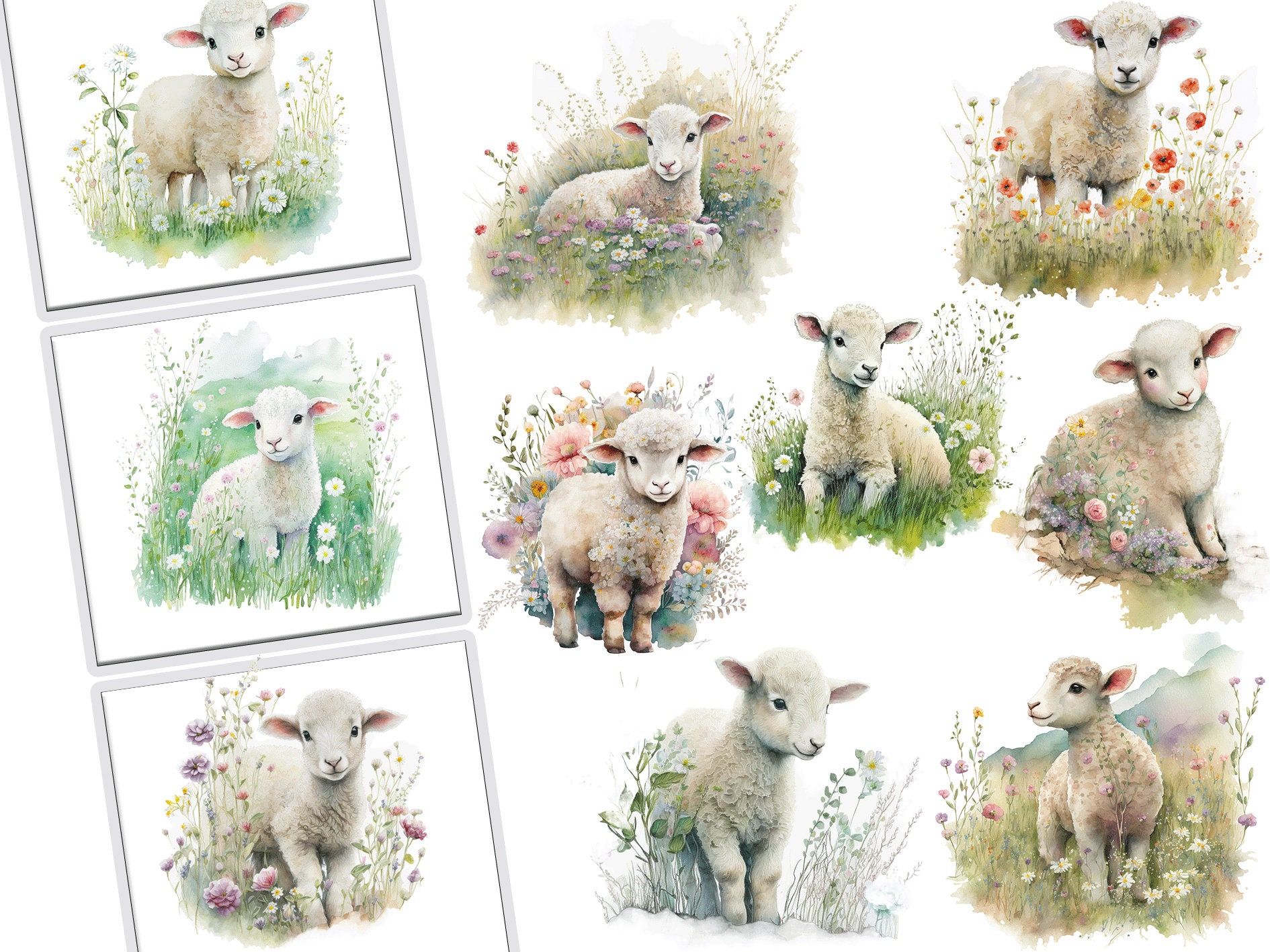 Watercolor Sheep Clipart Bundle,sheep Png, Watercolor Sheep, Sheep ...