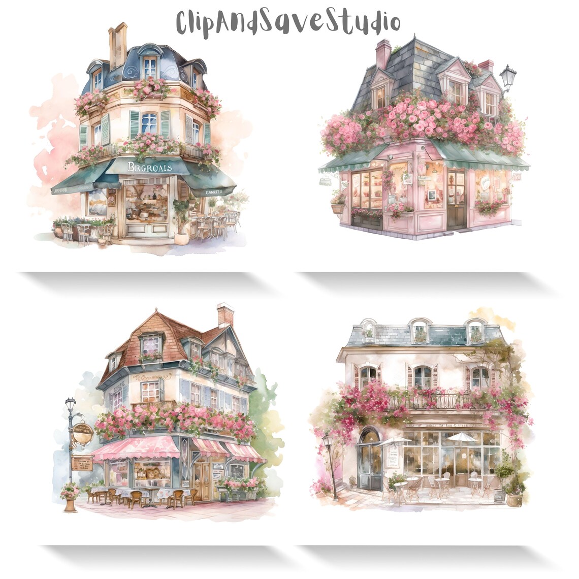 Watercolor French Cafe Clipart Bundle Commercial Use PNG - Etsy
