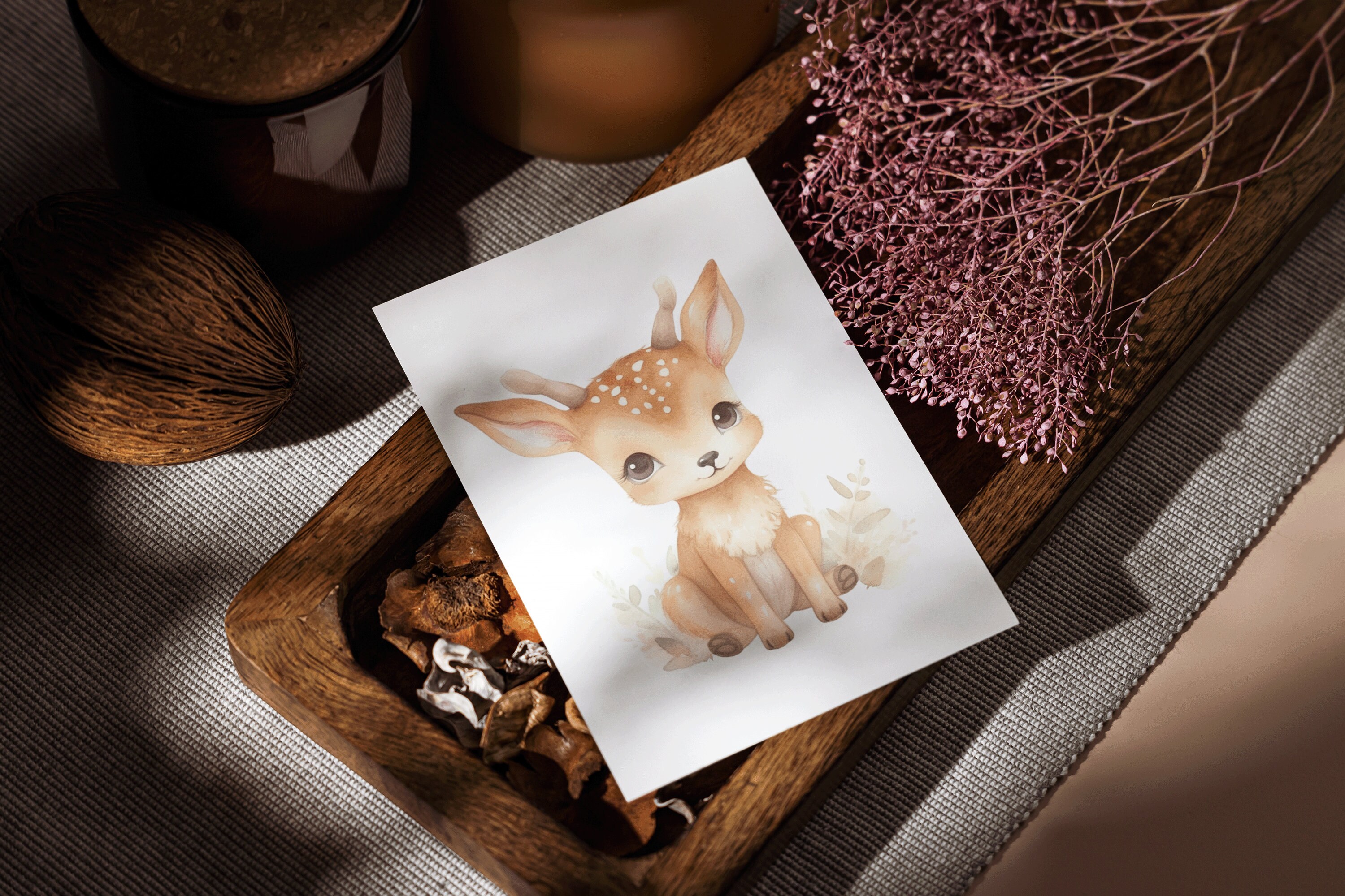 Watercolor Kawaii Fawn Clipart Bundl,commercial Use, Cute Deer Graphics ...