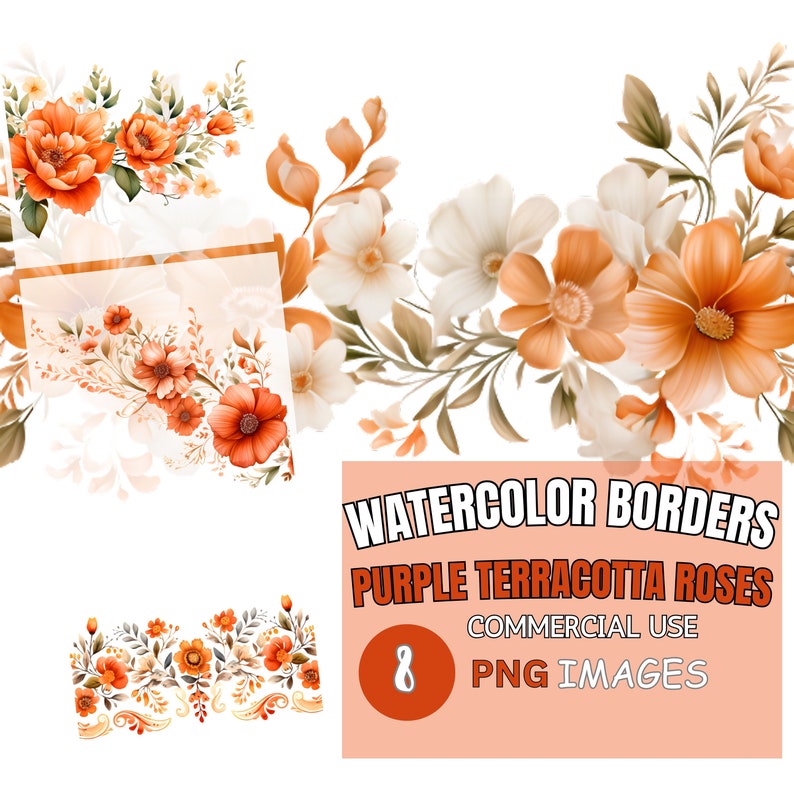Terracotta Roses Watercolor Clipart for Wedding Invitations - Etsy