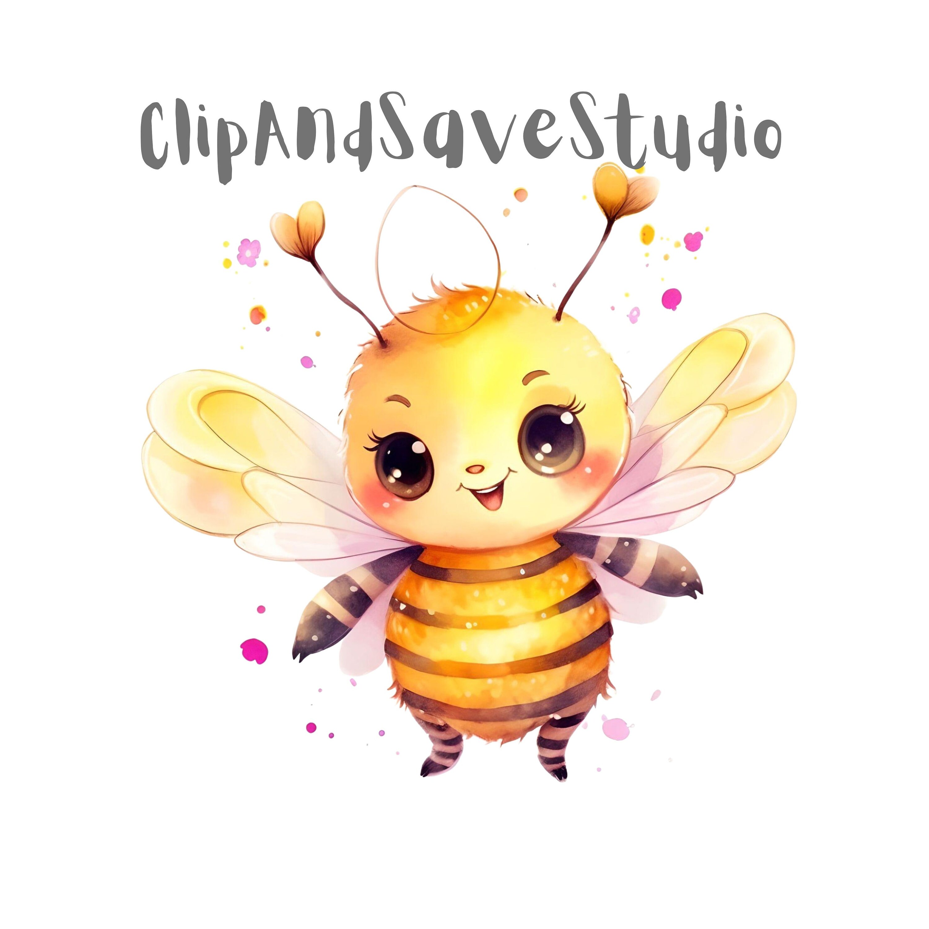 Cute Watercolor Kawaii Bee Clipart Bundle for Commercial Use - Etsy