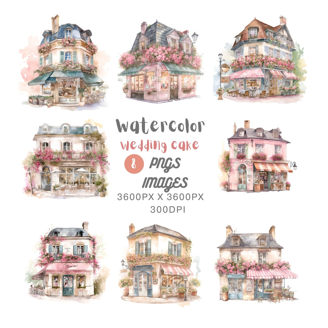 Watercolor French Cafe Clipart Bundle Commercial Use PNG - Etsy