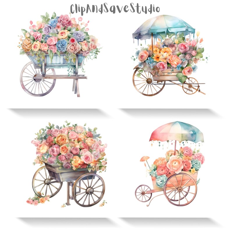 Watercolor Flower Market Clipart Bundle Commercial Use PNG - Etsy