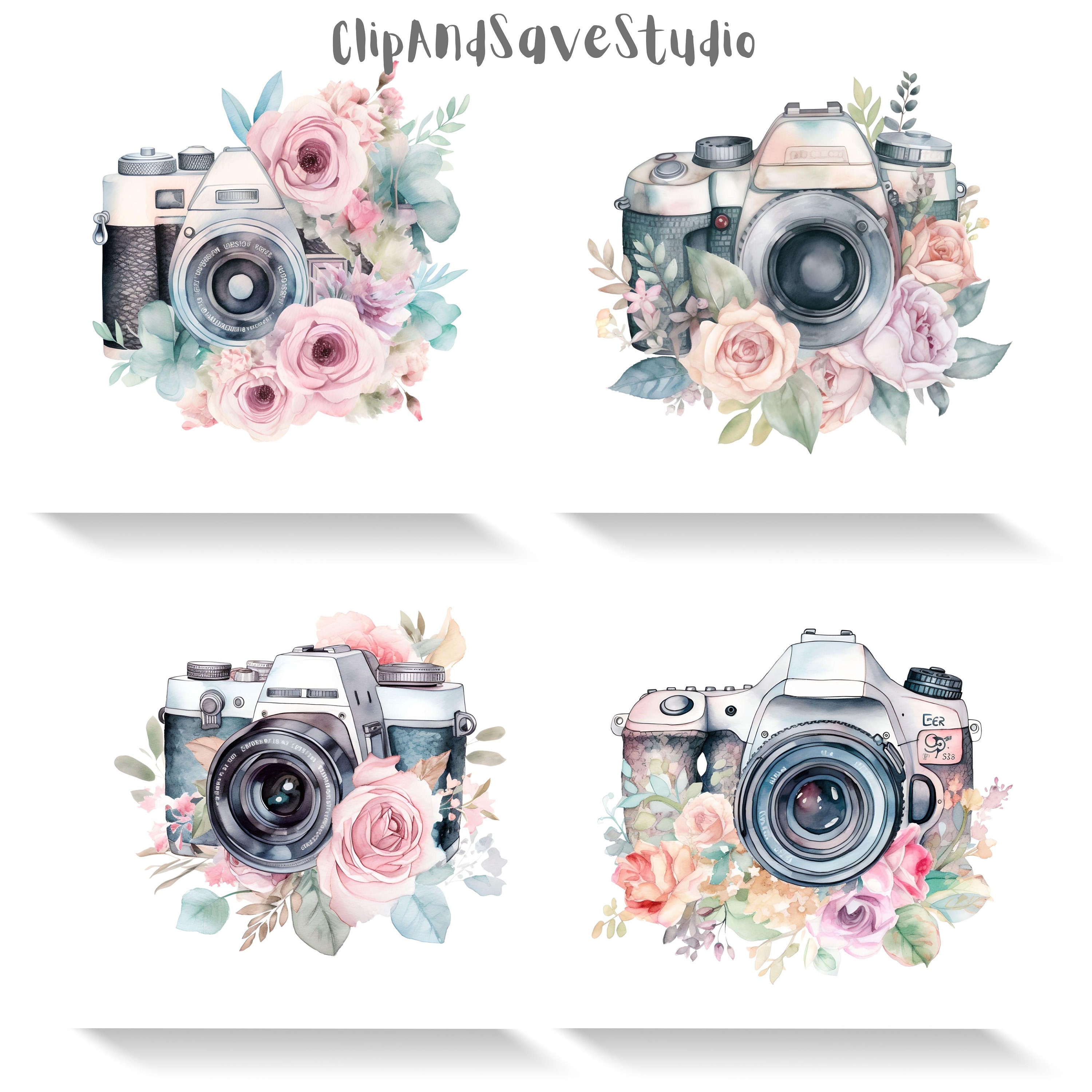 Watercolor Vintage Camera Clipart Bundle Commercial Use PNG Files ...