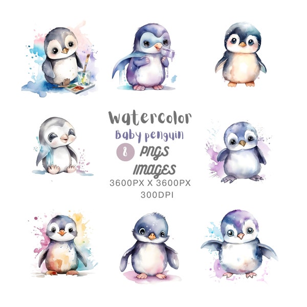 Cute Penguin Clipart - Etsy