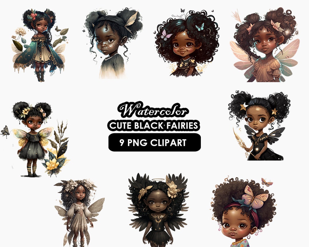 Magical Black Girl Fairy Clipart Bundle for Commercial Use Enchanting ...