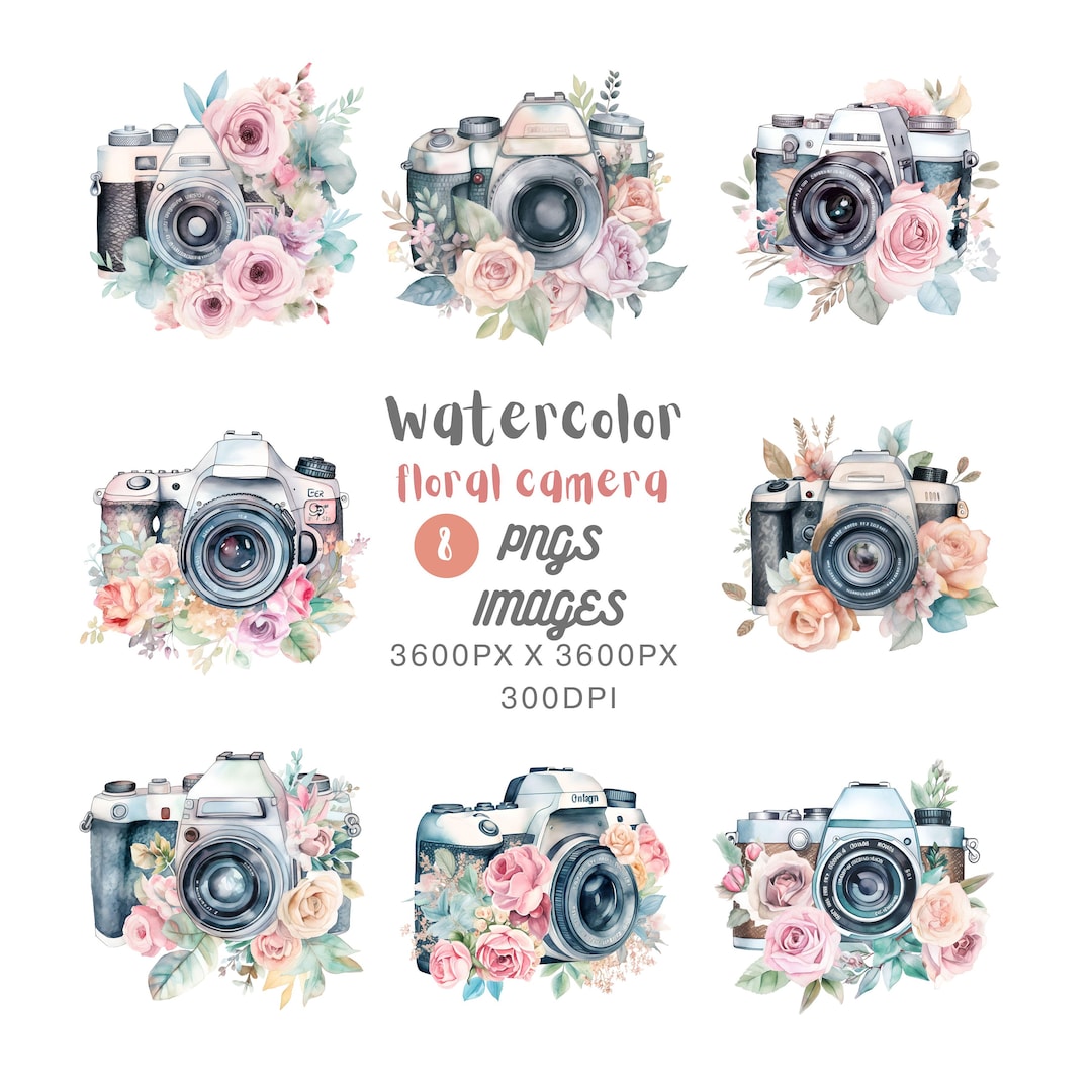Watercolor Vintage Camera Clipart Bundle Commercial Use PNG Files ...