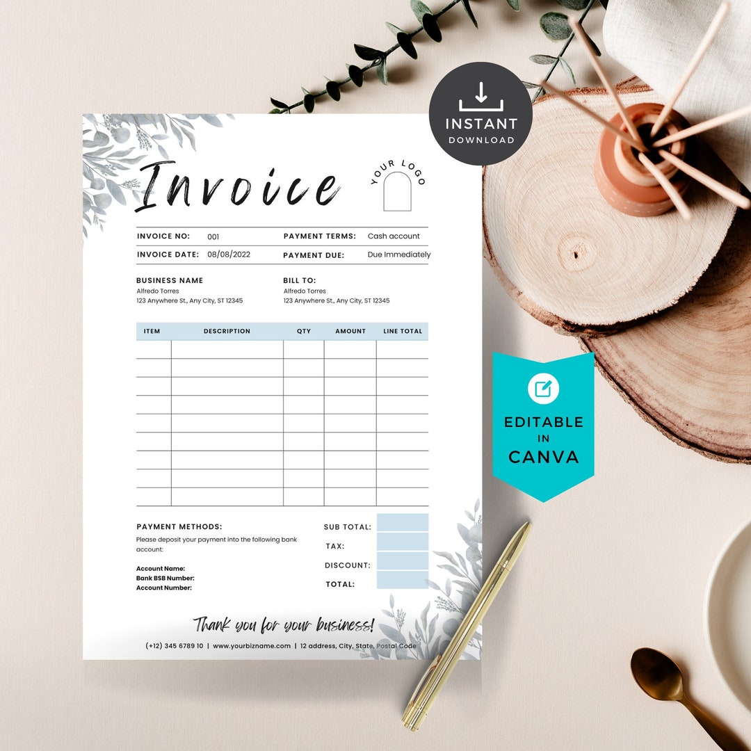 Customizable Invoice Template, INSTANT DOWNLOAD, Editable Template ...