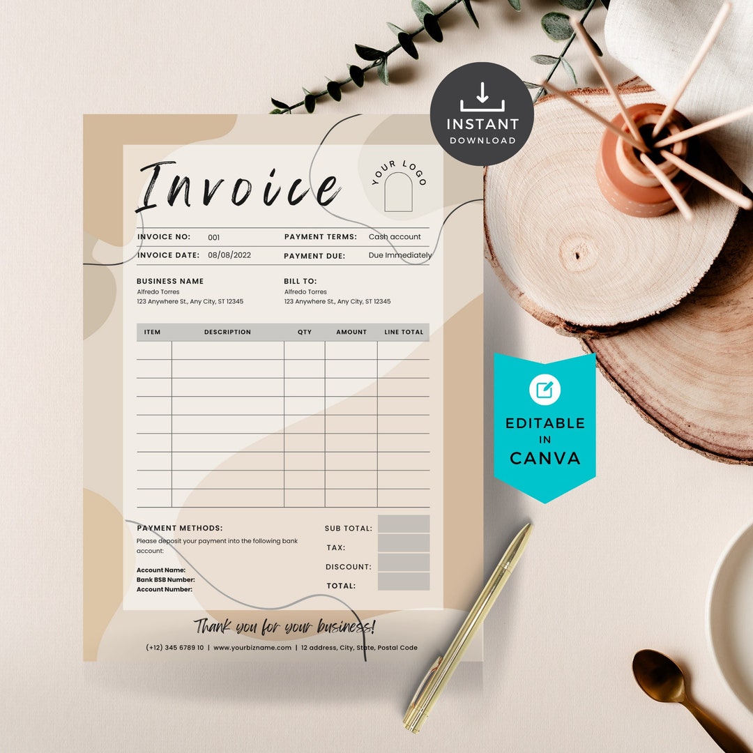Customizable Invoice Template, INSTANT DOWNLOAD, Editable Template,business Invoice, Modern ...