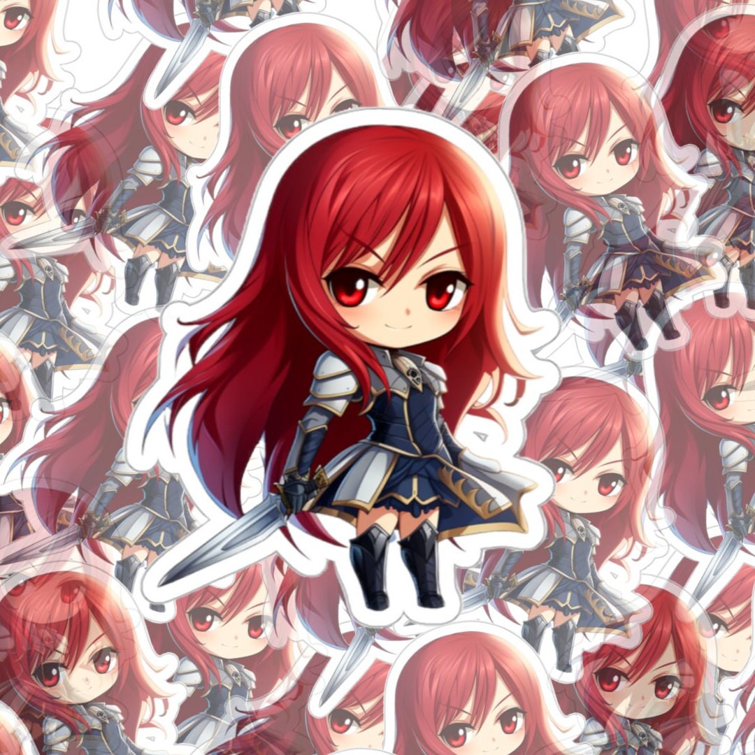 Erza Scarlet, Erza Sticker, Fairy Tail, Chibi Erza, Fairy Tail Sticker ...