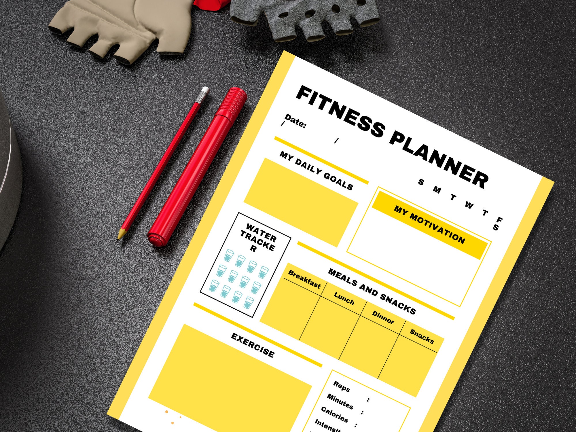 Fitness Workout Planner daily Goal Workout Planner Fitness Workout ...