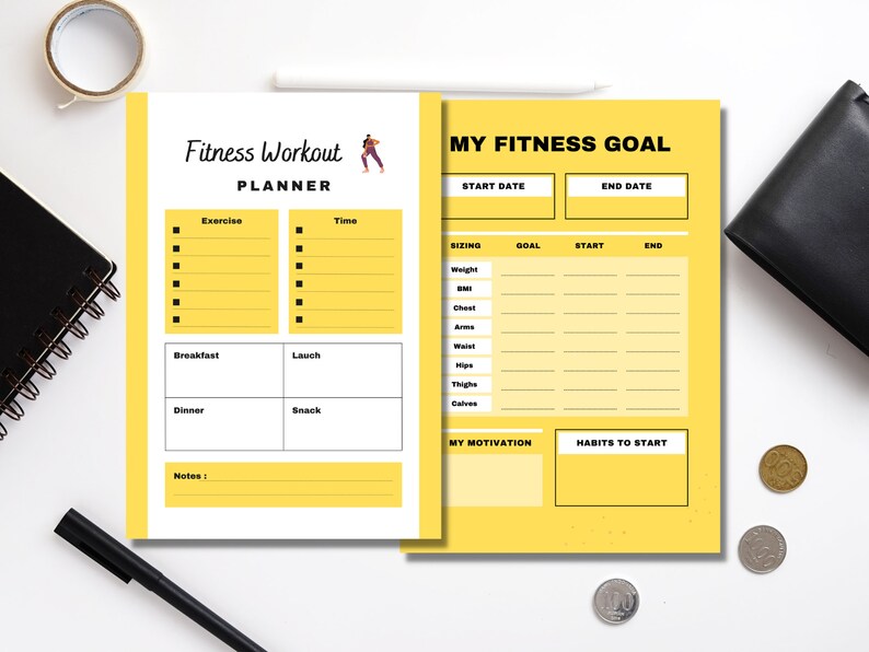 Fitness Workout Planner daily Goal Workout Planner Fitness Workout ...