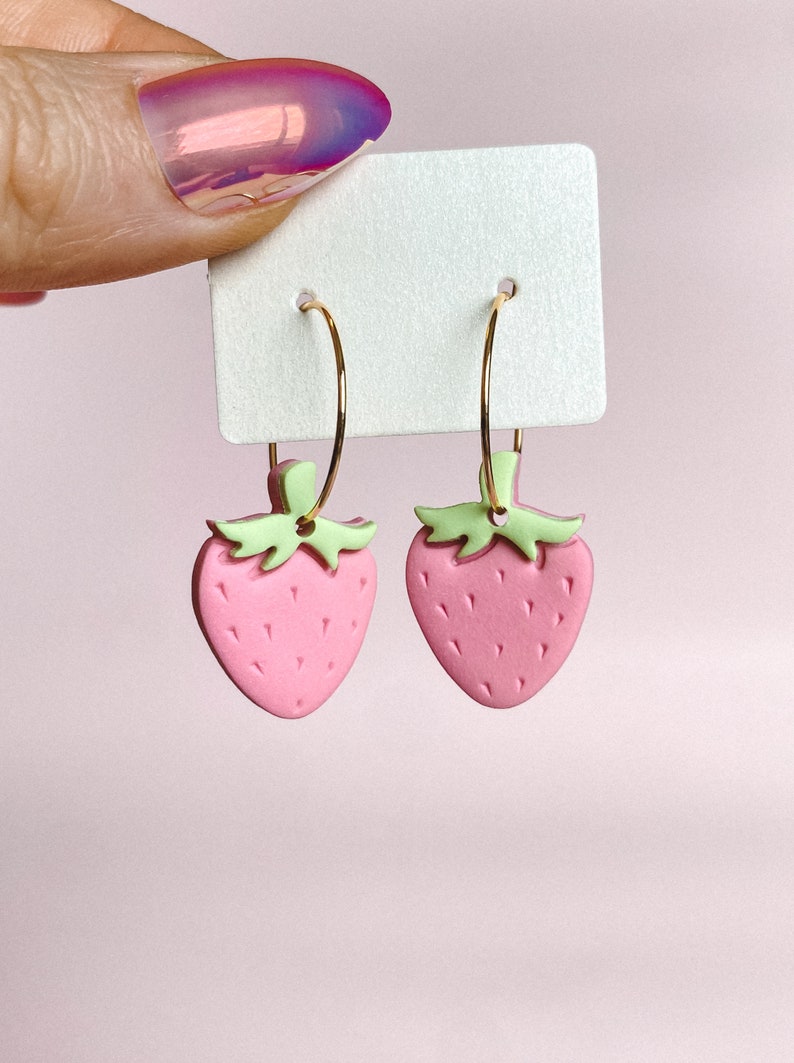 Strawberry Earrings Lightweight Polymer Clay Earrings Handmade ...