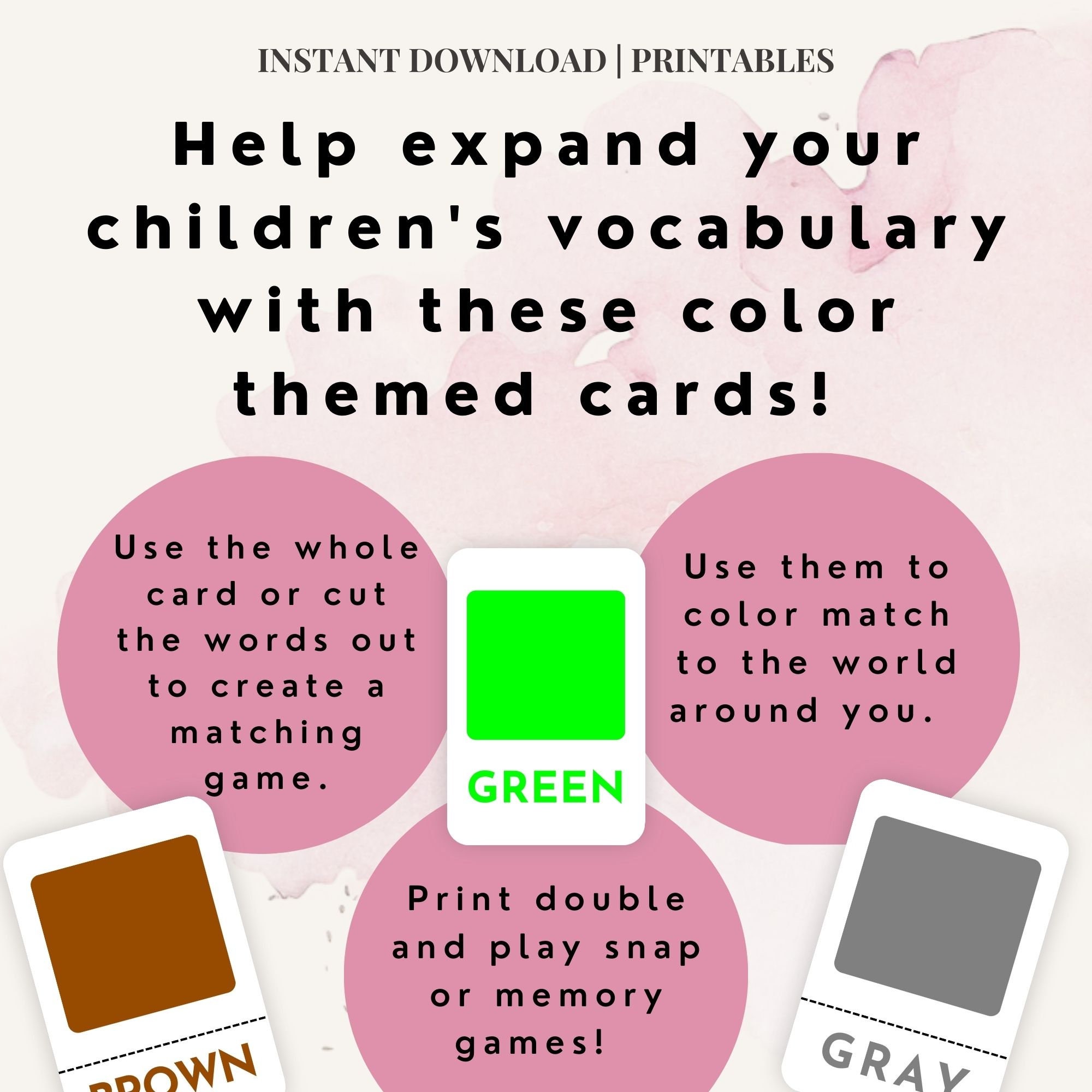 COLOR FLASHCARDS, Homeschool Montessori Materials, Toddler Flash Cards ...