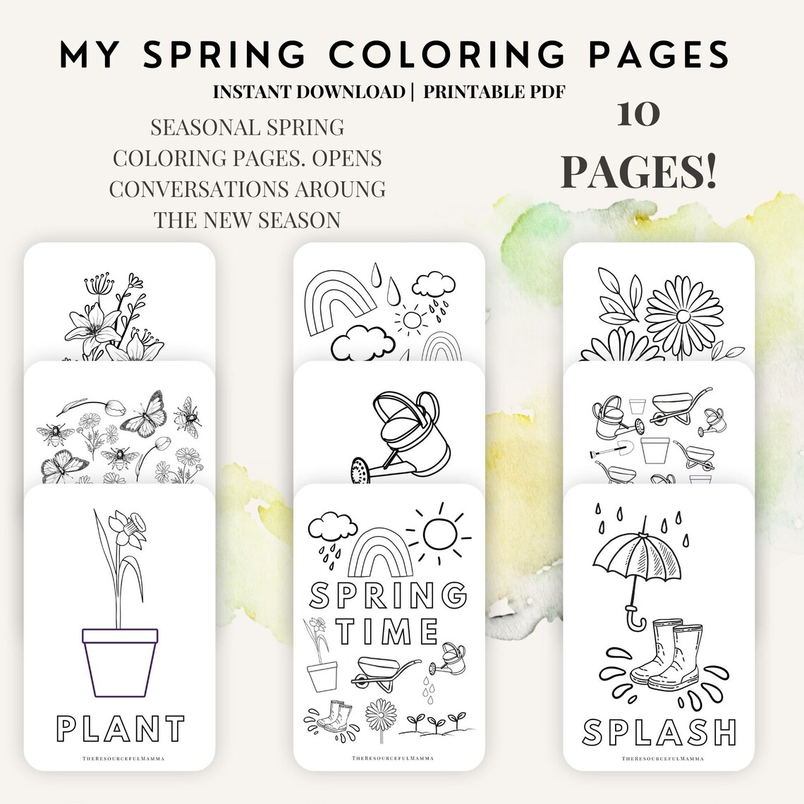 SPRING COLORING Pages, Instant Download, Spring Kids Activities, Home ...