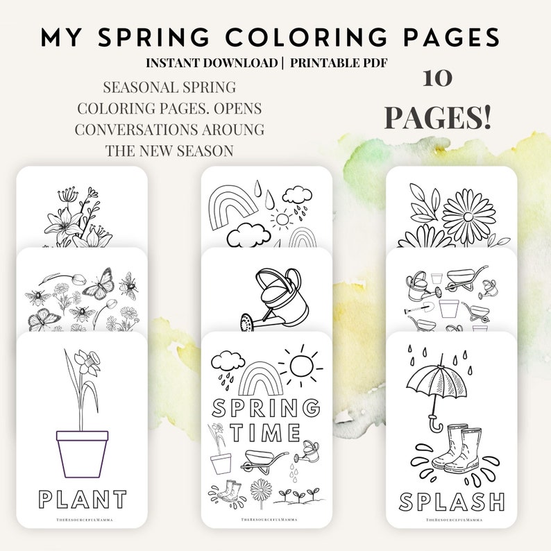 SPRING COLORING Pages, Instant Download, Spring Kids Activities, Home ...