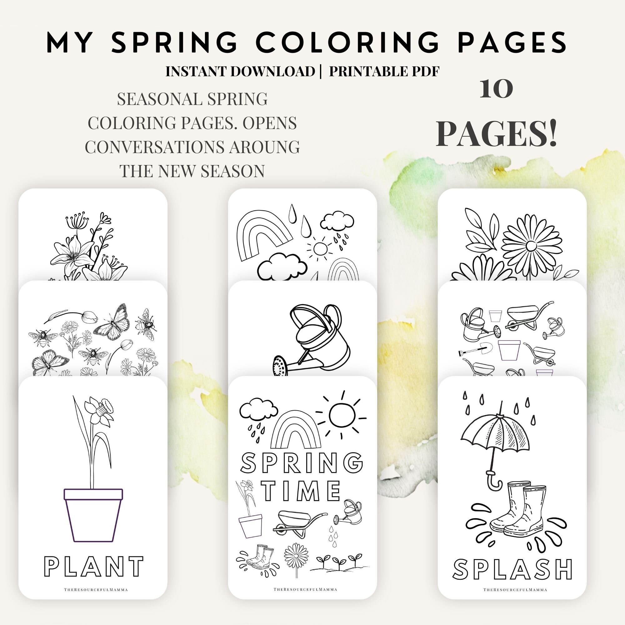 SPRING COLORING Pages, Instant Download, Spring Kids Activities, Home ...