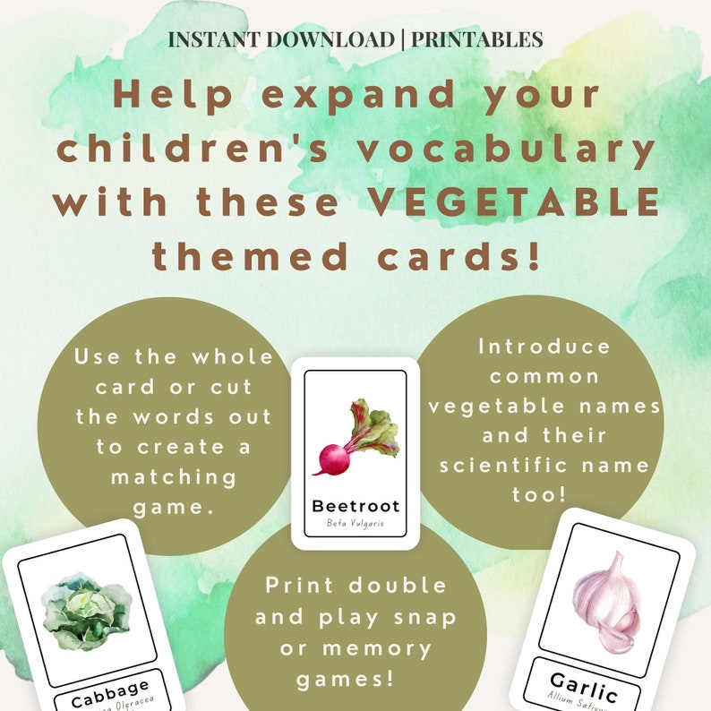 VEGETABLE GARDEN | Montessori 3 Part Vocabulary Cards | Homeed ...