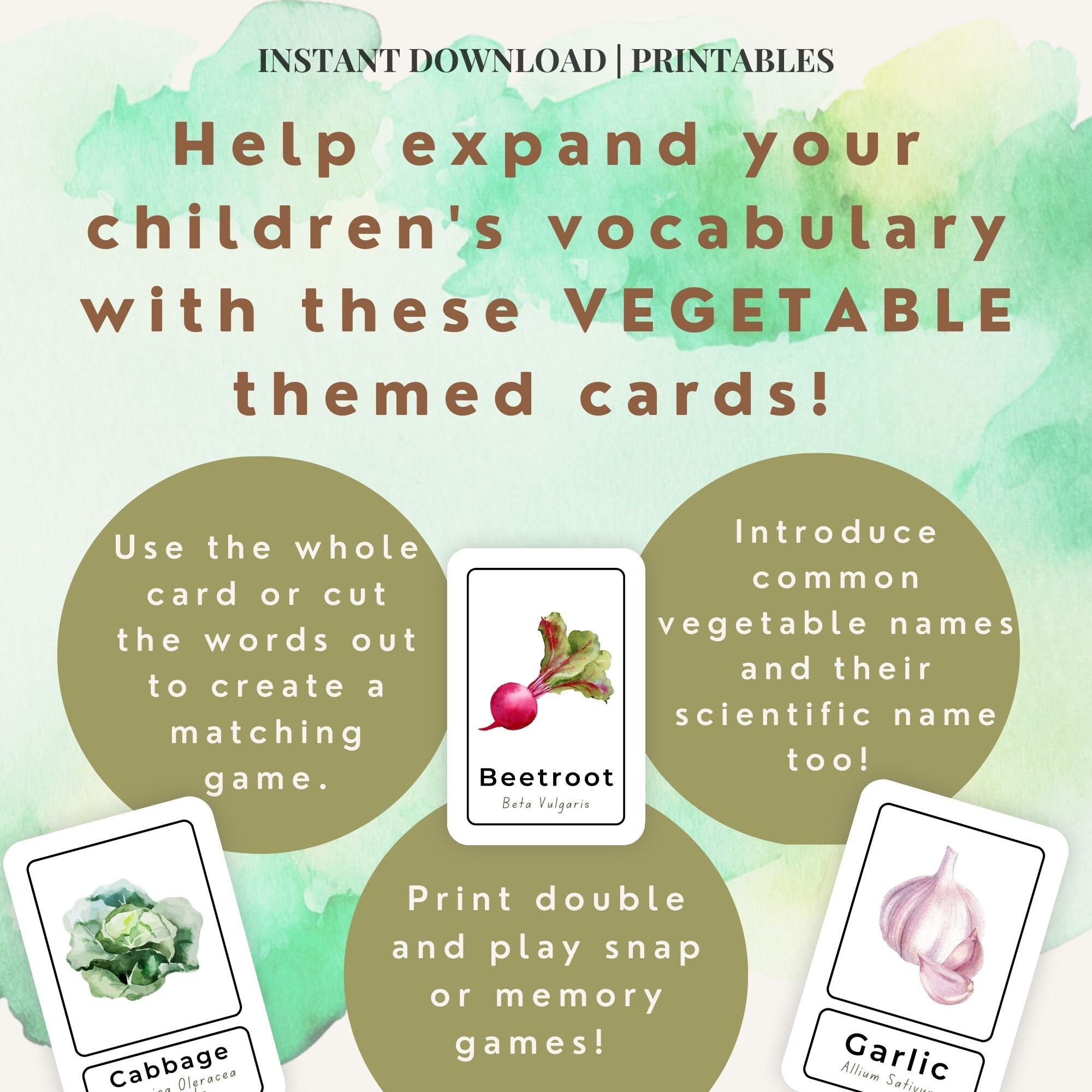 VEGETABLE GARDEN | Montessori 3 Part Vocabulary Cards | Homeed ...