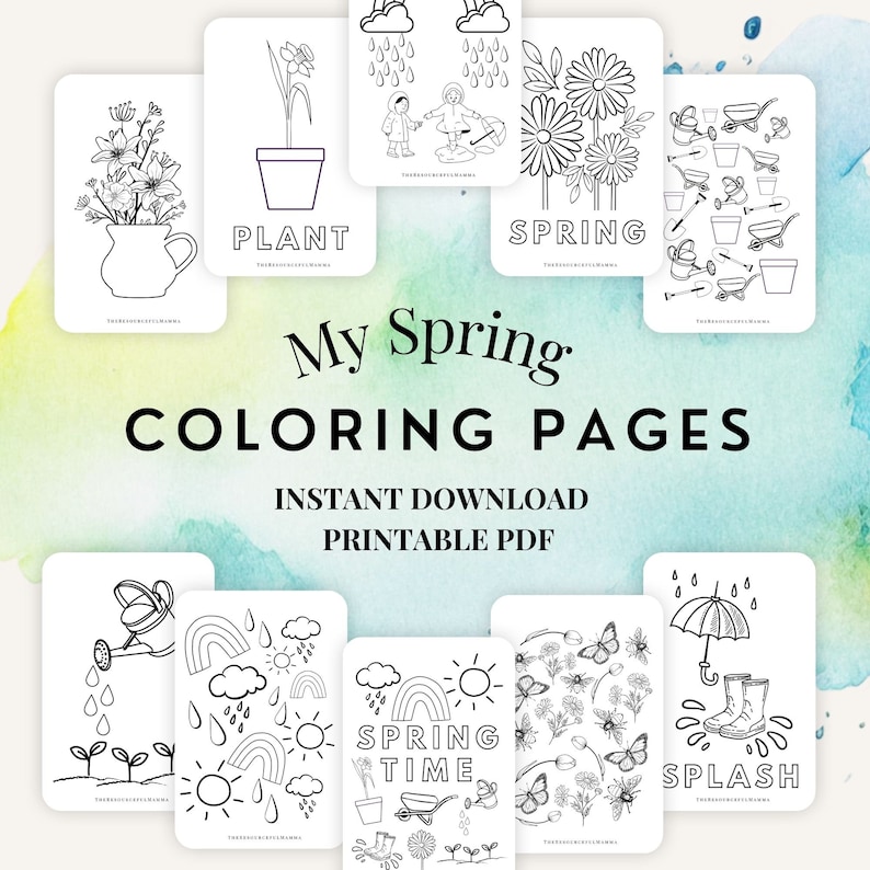 SPRING COLORING Pages, Instant Download, Spring Kids Activities, Home ...