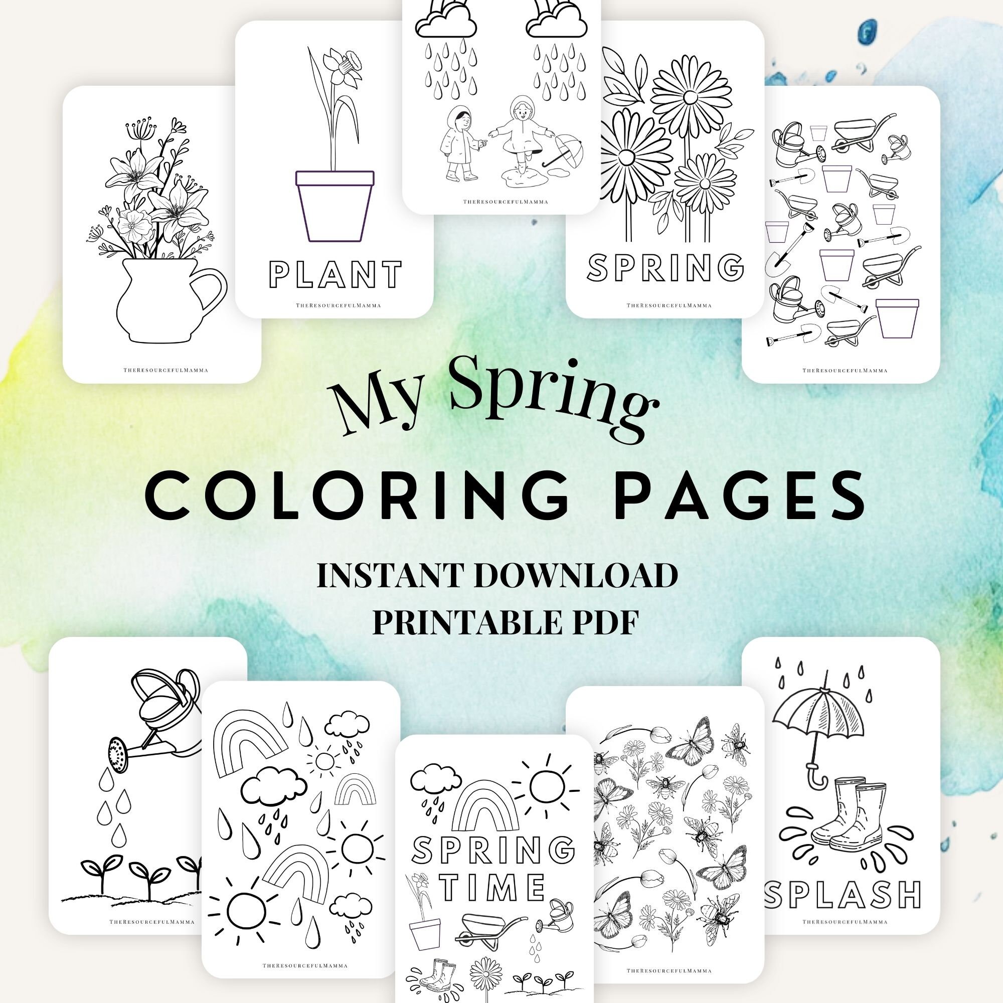 SPRING COLORING Pages, Instant Download, Spring Kids Activities, Home ...