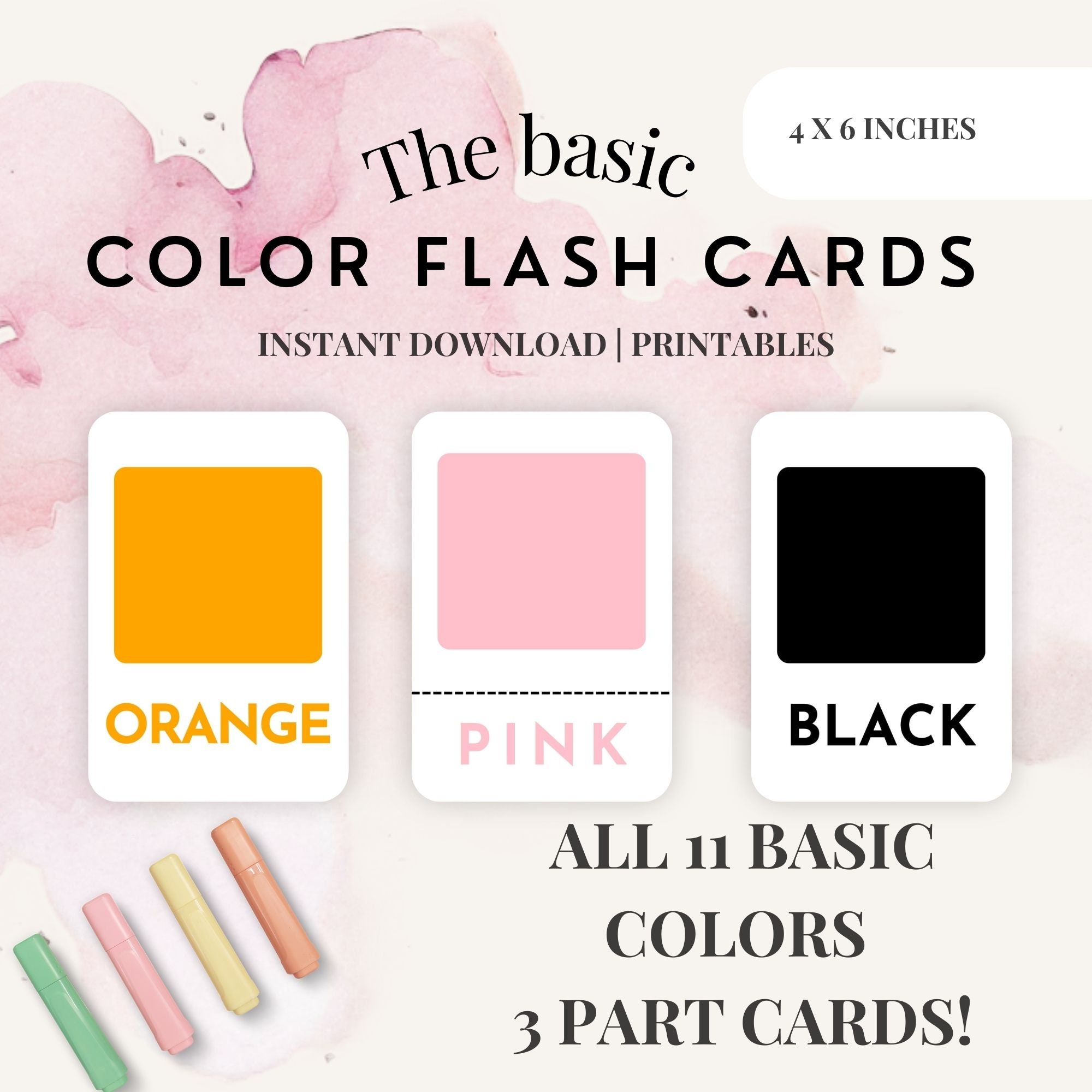 COLOR FLASHCARDS, Homeschool Montessori Materials, Toddler Flash Cards ...