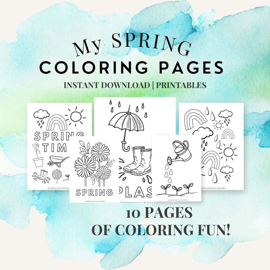 SPRING COLORING Pages, Instant Download, Spring Kids Activities, Home ...