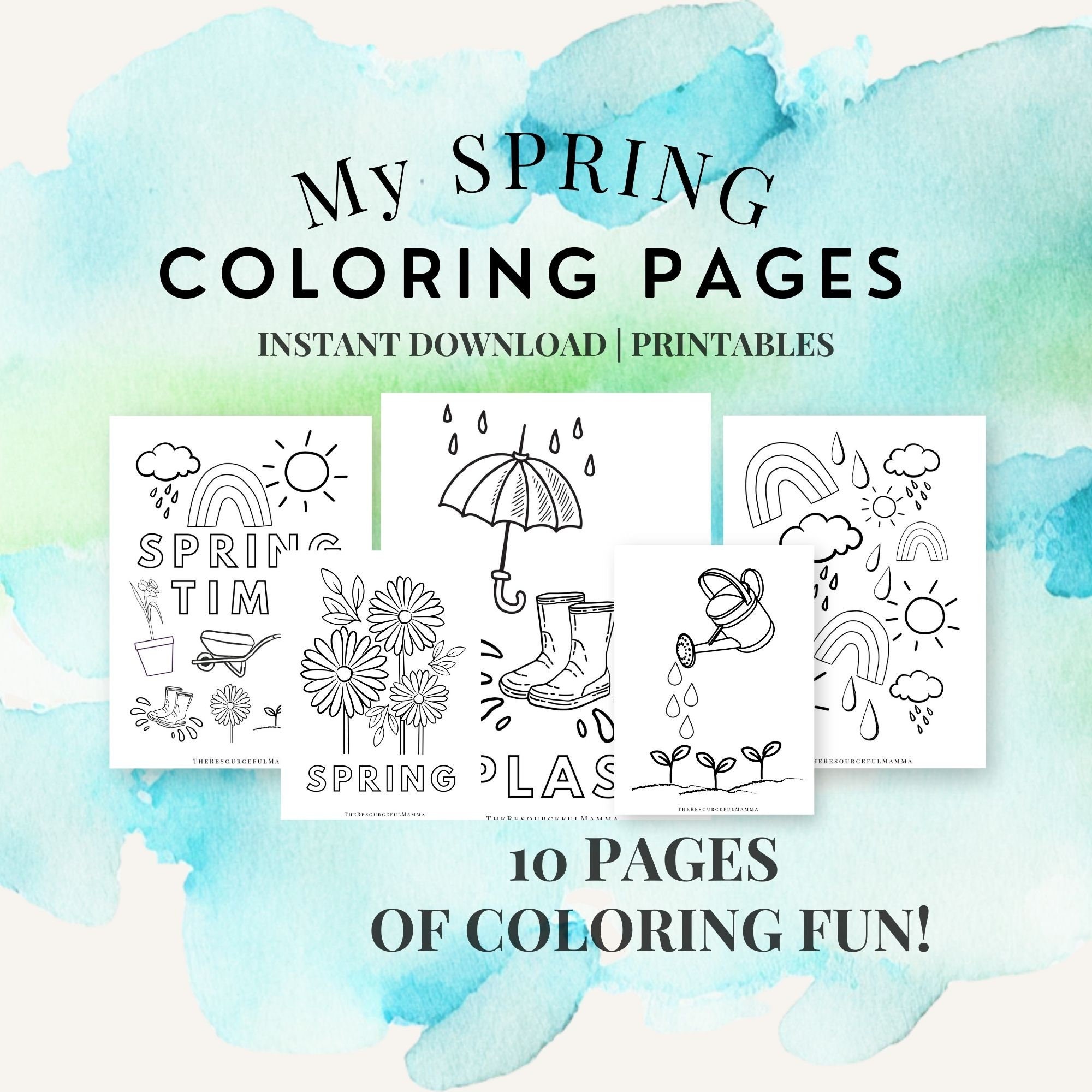 SPRING COLORING Pages, Instant Download, Spring Kids Activities, Home ...