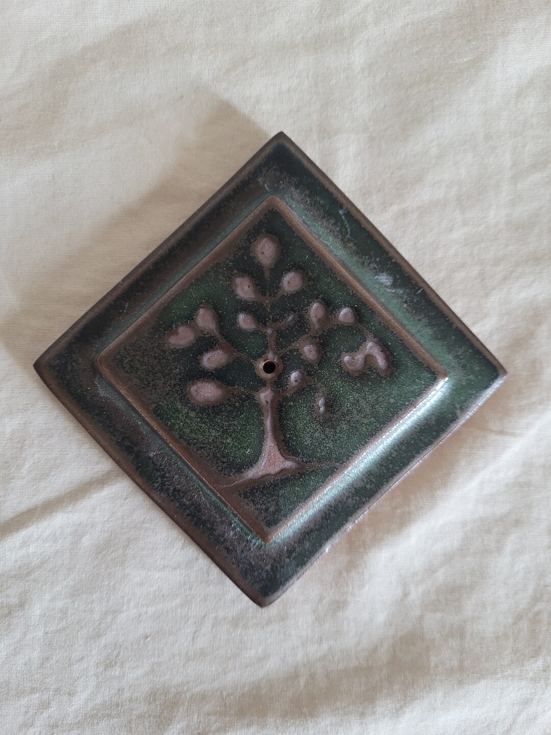 Oak Handmade Medieval-inspired Floral Stoneware Tile Incense Holder - Etsy